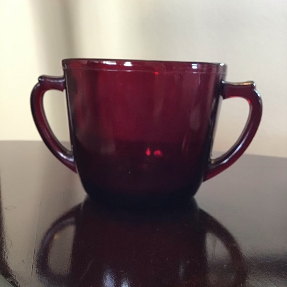 Unbranded | Dining | Vintage Red Pressed Glass Two Handle Coffee Tea ...